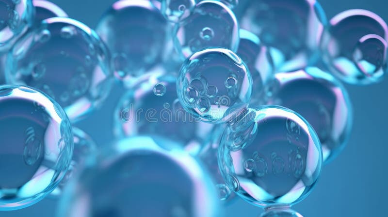 3d Render, Abstract Background with Air Bubbles, Sparkling Water Drops ...