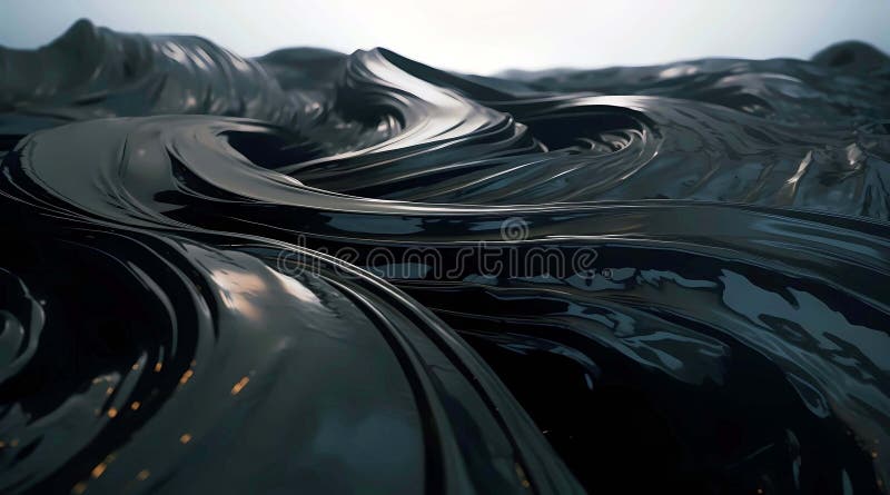 3d Render, Abstract Background, Black Liquid Flow, Liquid Texture ...