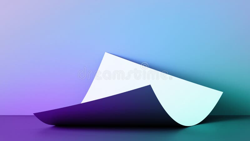 3d Render, Abstract Background with Blank Page, White Paper with Curled ...