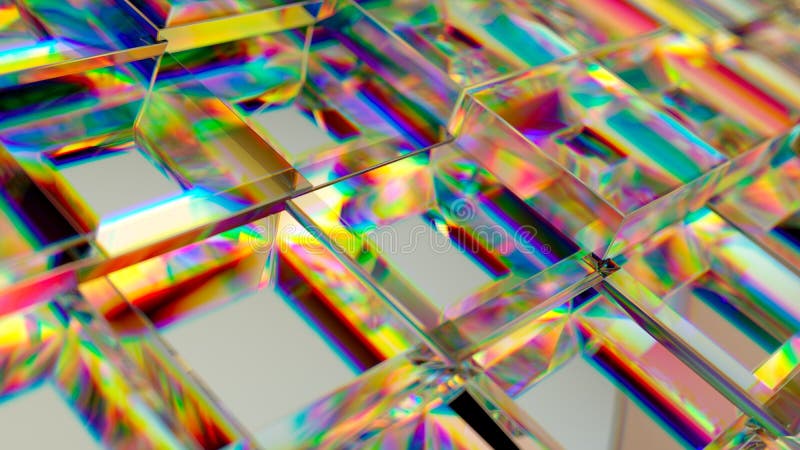3d Render, Abstract Background with Colorful Crystal Glass Texture ...