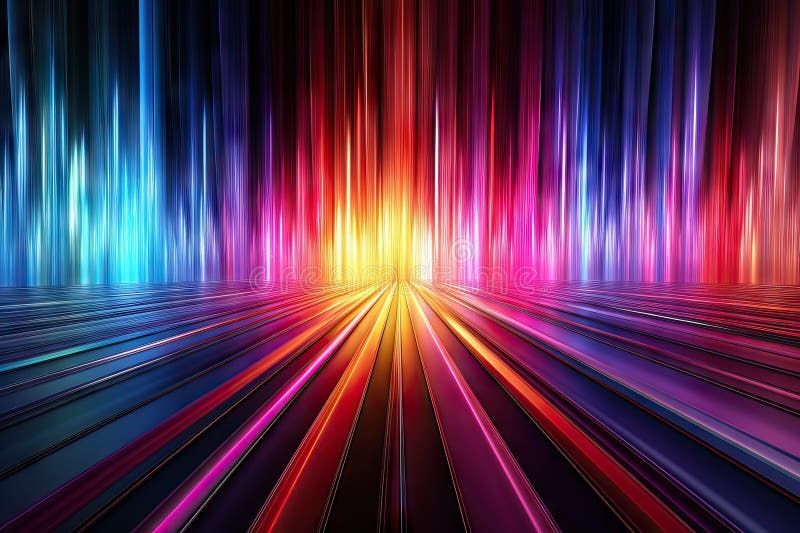 3d Render, Abstract Background with Colorful Spectrum. Bright Neon Rays ...