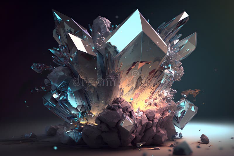 3d Render, Abstract Background with Crystal, Low Poly Style. Stock ...