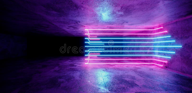 3d Render, Abstract Background, Empty Room, Night Club Stage, Neon ...