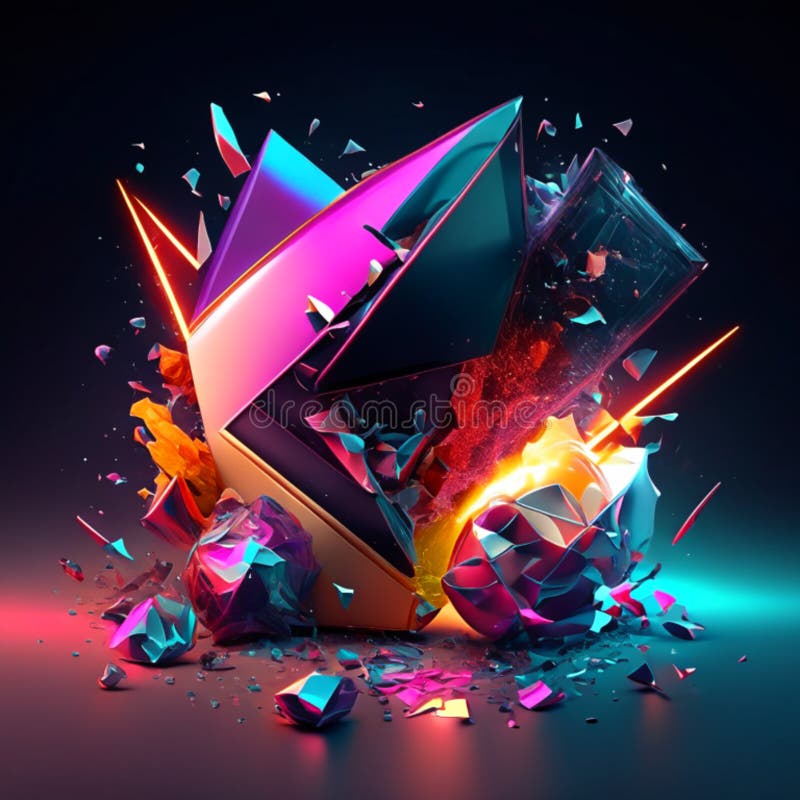 3d Render, Abstract Background, Explosion of Colorful Crystals, 3d ...
