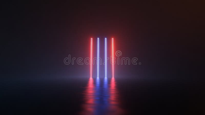 A 3D Render of an Abstract Background Featuring Neon Panels that Glow ...