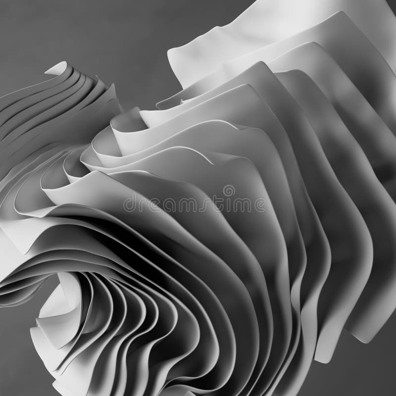 3d Render, Abstract Background with Folded Textile Layers, White Cloth ...