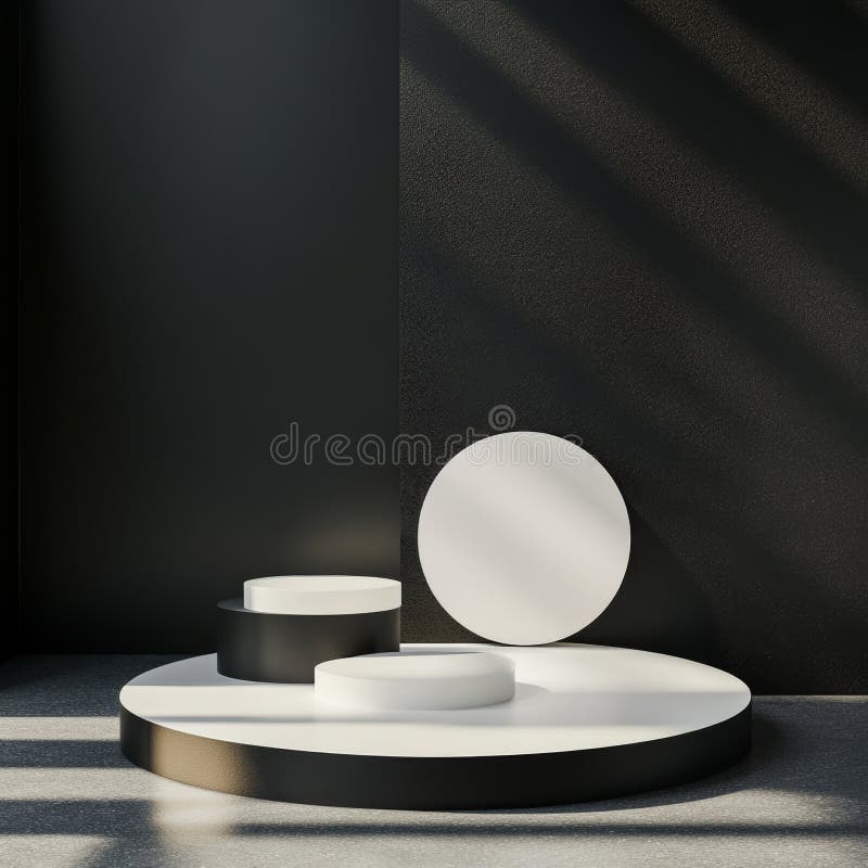 3d Render, Abstract Background, Geometric Shapes, Podiums, Modern ...