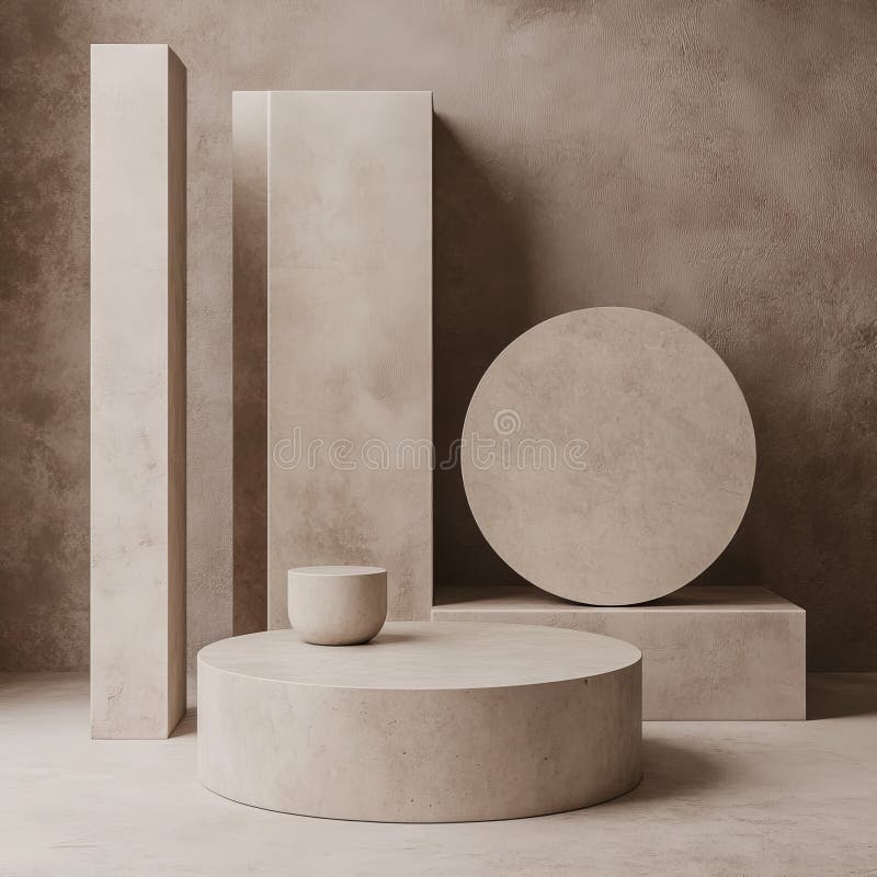 3d Render, Abstract Background, Geometric Shapes, Podiums, Modern ...