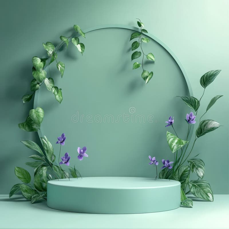 3d Render, Abstract Background with Geometric Shapes, Podiums and ...