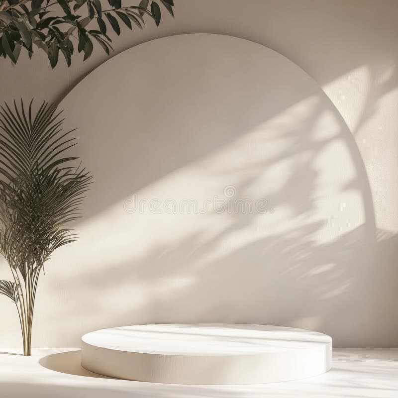 3d Render, Abstract Background with Geometric Shapes, Podiums and ...