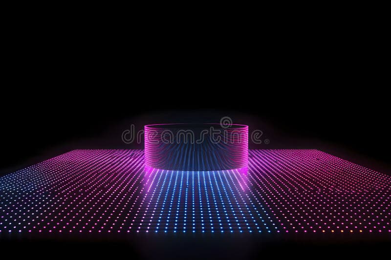 3d Render, Abstract Background, Glowing Dots, Screen Pixels, Neon ...