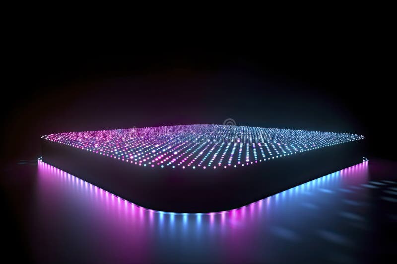 3d Render, Abstract Background, Glowing Dots, Screen Pixels, Neon ...