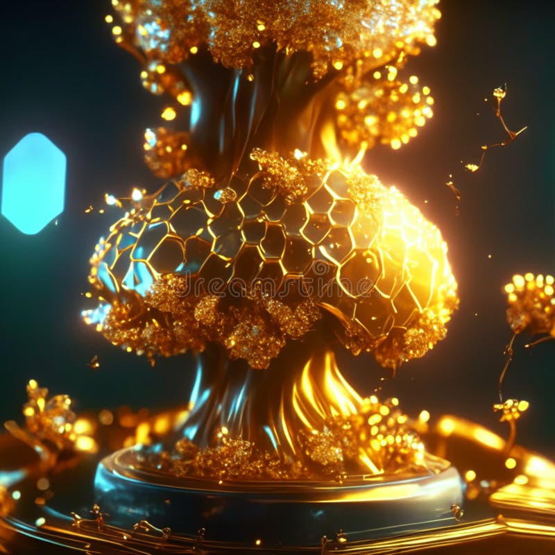 3d Render, Abstract Background with Gold Tree. 3d Illustration ...