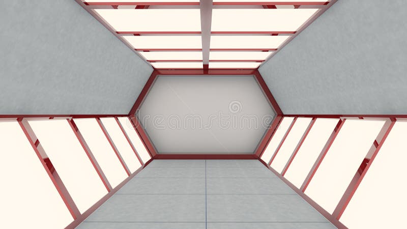 3d Render of Abstract Background, Hexagon Tunnel and Gate Stock ...