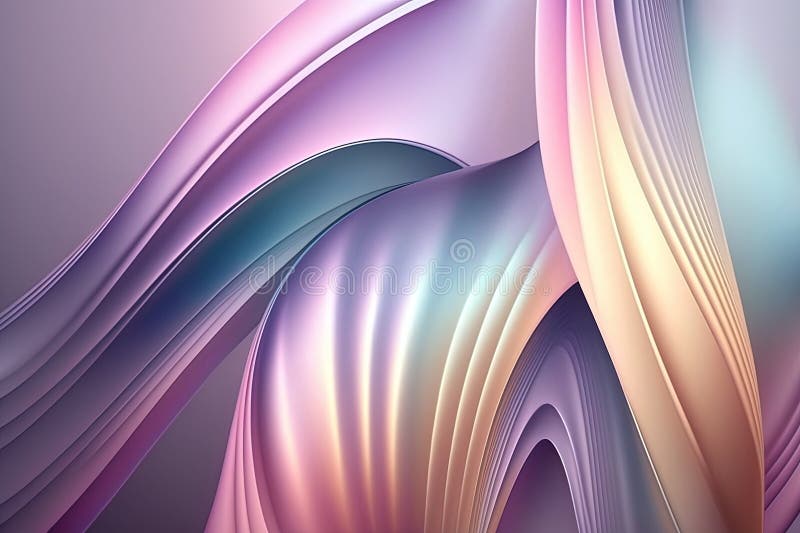 3d Render Abstract Background Holographic Curved Wave in Motion. Pastel ...