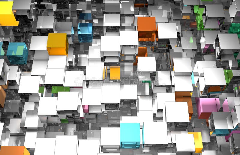 3D Render Abstract Background Metallic Cubes. Stock Illustration ...