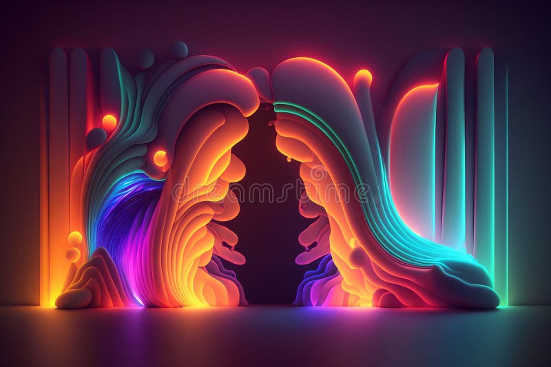 3d Render, Abstract Background, Neon Light Lines, 3d Illustration Stock ...
