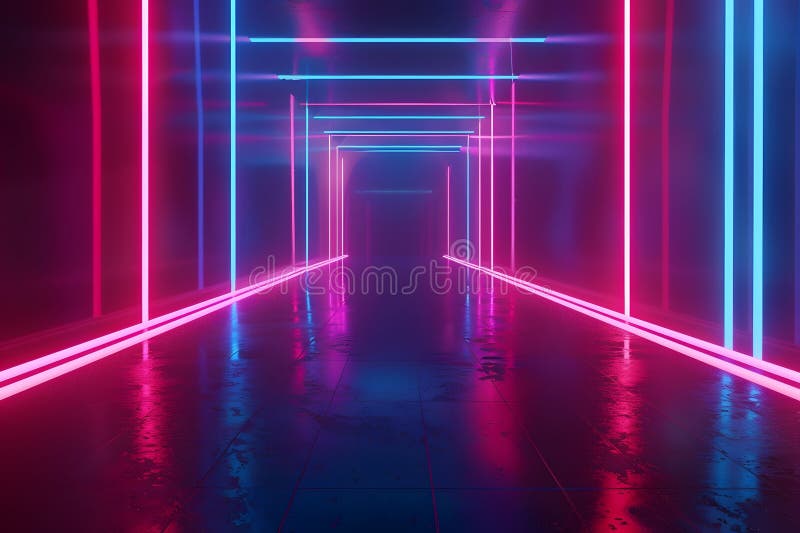 Abstract 3D Render with Neon Light Rays and Glow Lines - AI Generated ...