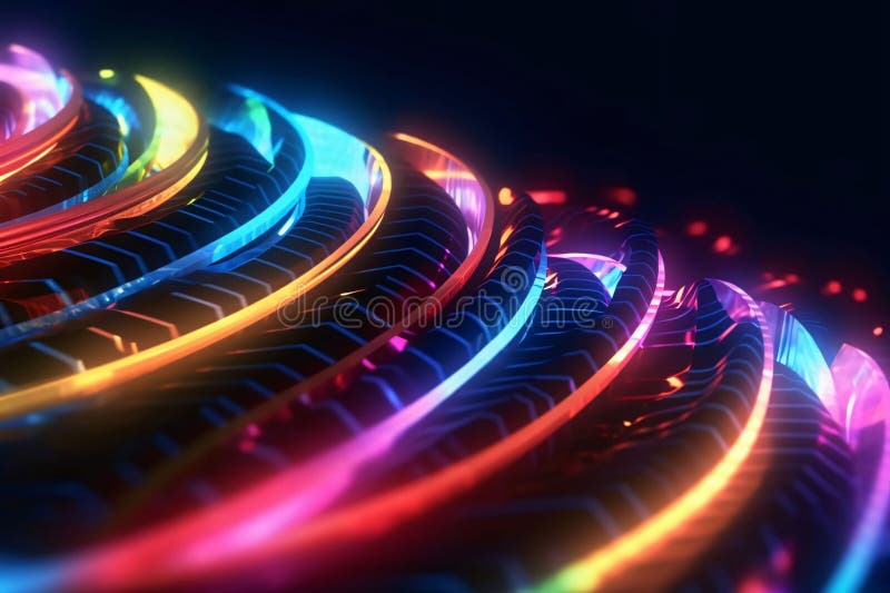 3d Render of Abstract Background with Neon Lights, Computer Generated ...