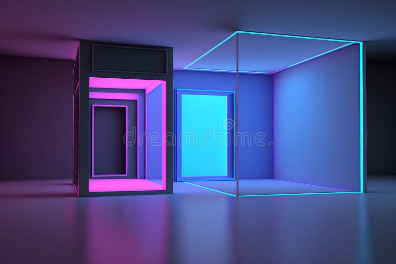 3d Render of Abstract Background with Neon Lights. 3D Illustration ...