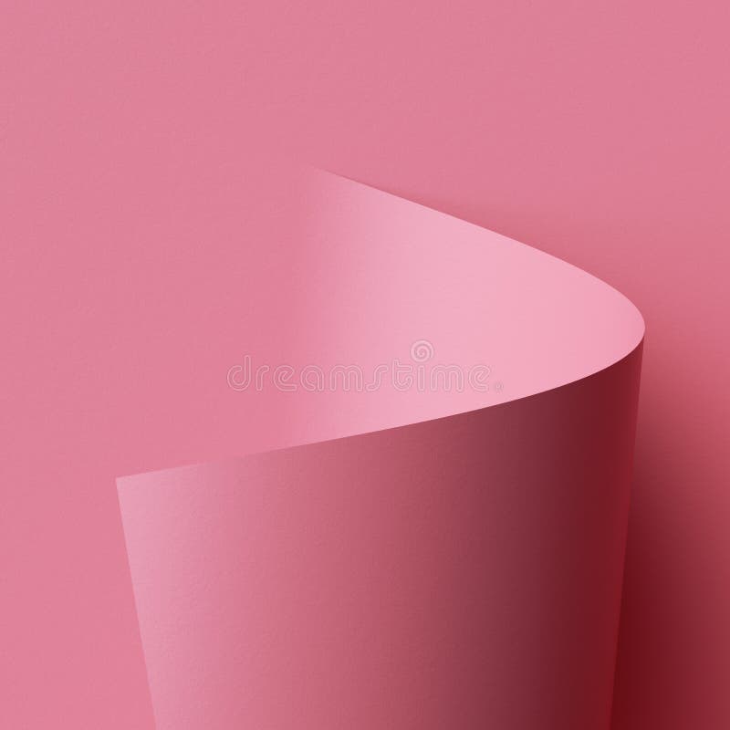 3d Render, Abstract Background with Pink Paper Scroll, Page Curl Stock ...