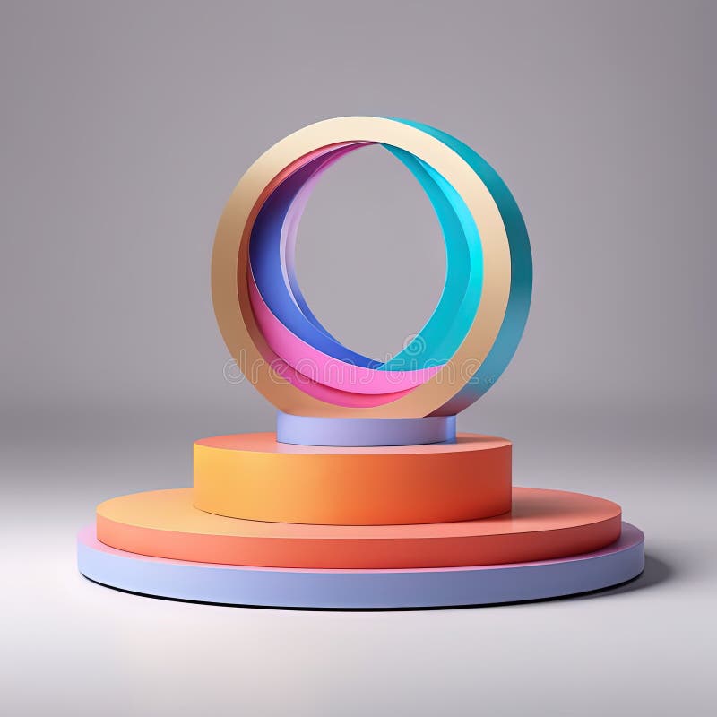 3d Render Abstract Background with Podium and Geometric Elements for ...
