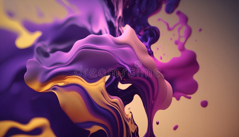 3d Render, Abstract Background with Purple and Pink Paint Splashes ...