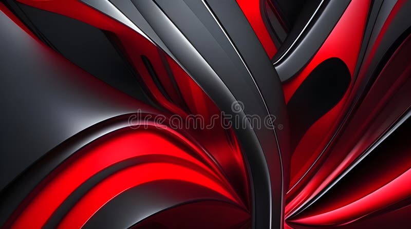 3d Render of Abstract Background with Red and Black Wavy Lines Stock ...