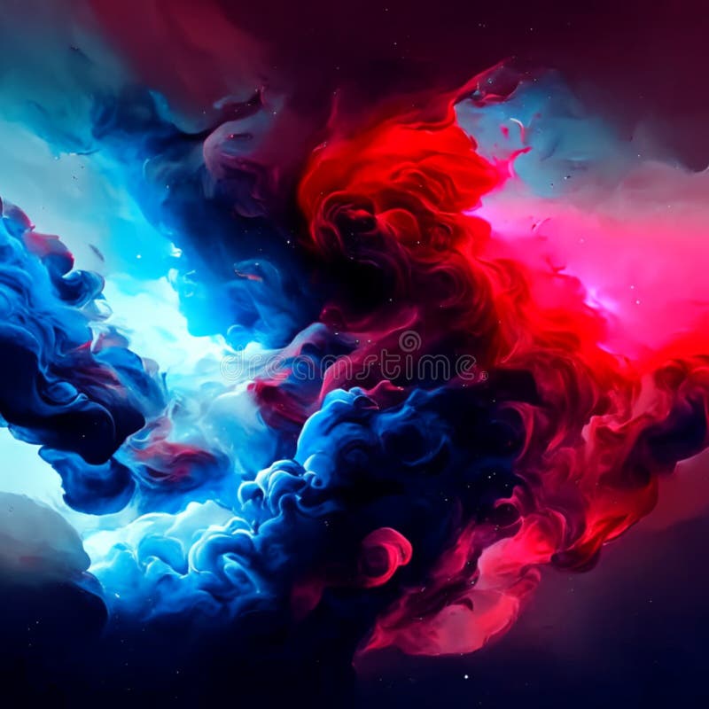 3d Render, Abstract Background with Red and Blue Smoke in Space ...