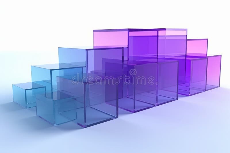 3d Render, Abstract Background with Row of Violet Blue Square ...