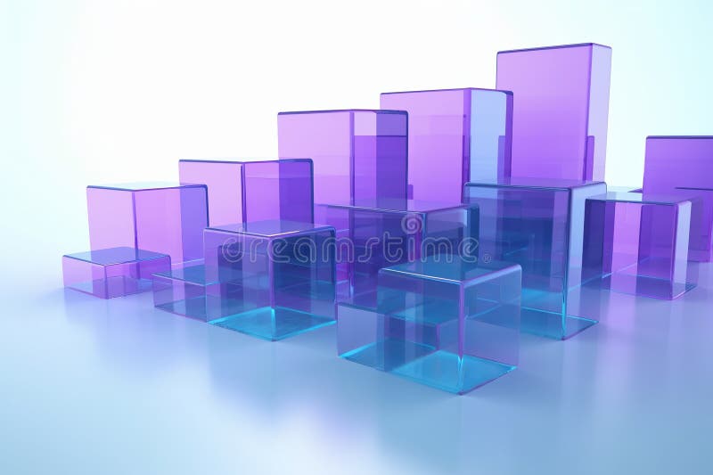 3d Render, Abstract Background with Row of Violet Blue Square ...