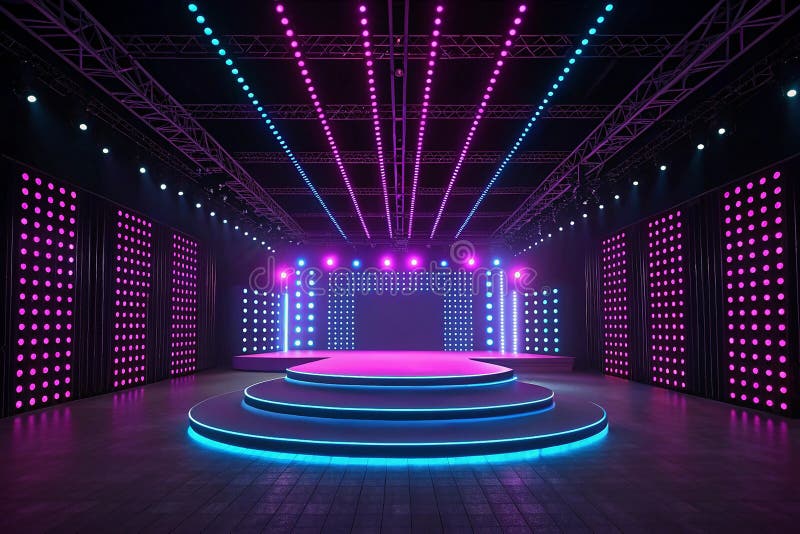 3d Render, Abstract Background, Screen Pixels, Glowing Dots, Neon ...