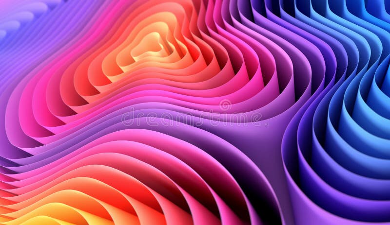 3D Render Abstract Background of Smooth Lines of Spline from Light Blue ...