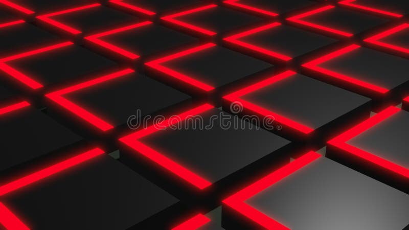 3d Render Abstract Background with Squares Red Neon Line Stock ...
