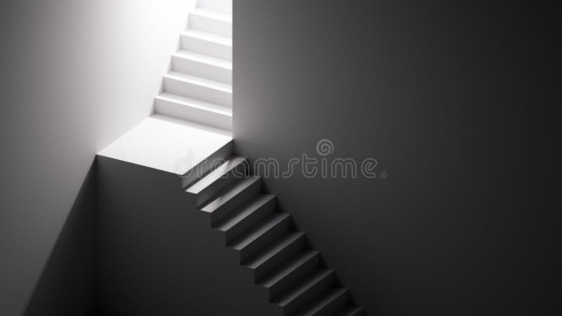 3d Render, Abstract Background with Steps or Staircase. Minimal ...
