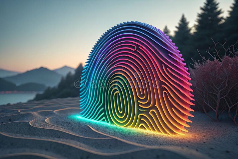 3D Render Abstract Background of Stylized Fingerprint of Smooth Lines ...