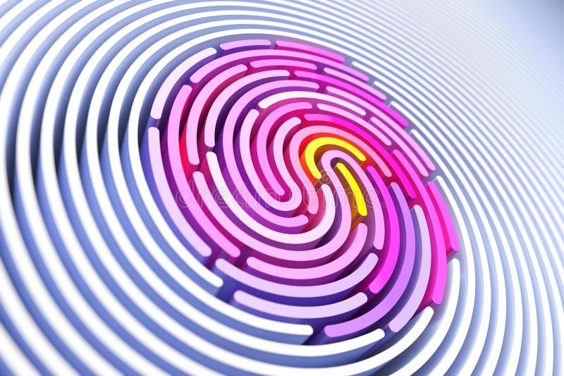 3D Render Abstract Background of Stylized Fingerprint of Smooth Lines ...