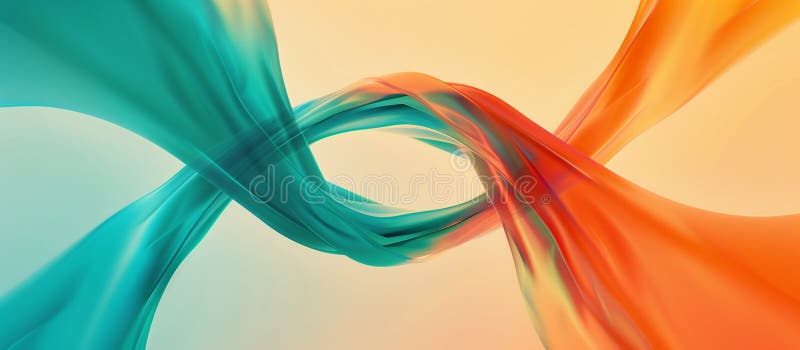 3D Render of an Abstract Background with Two Colorful Ribbons ...