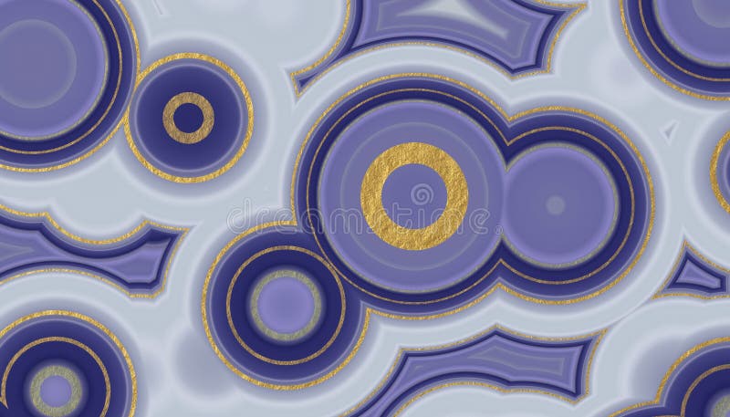 3d Render, Abstract Background with Violet and Gold Circles Stock ...