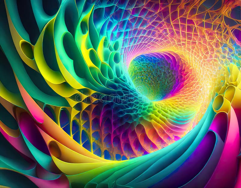 3d Render, Abstract Background, Vortex. Colorful Curved Shapes ...