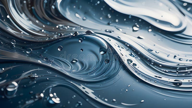 3d Render, Abstract Background with Water Drops, Ripples and Waves ...