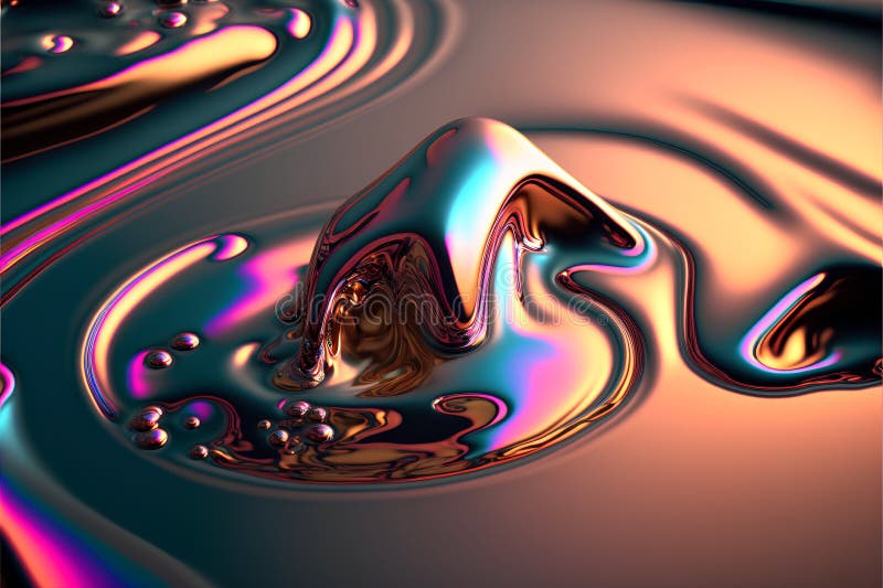 3d Render, Abstract Background with Waves and Drops of Water. Stock ...