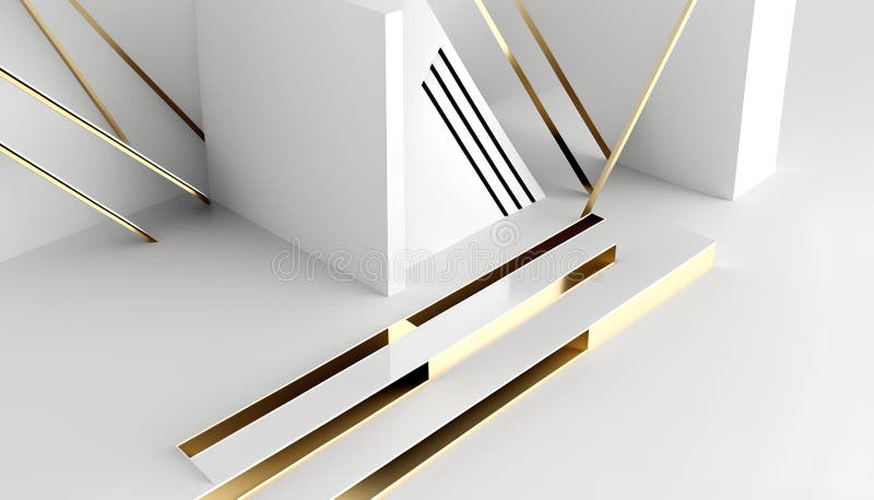 3d Render, Abstract Background, White and Gold, Modern Design Stock ...
