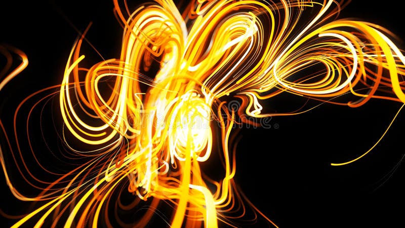 3d Render. Abstract Beautiful Background of Glowing Yellow Flow of ...