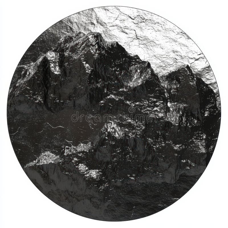 3d Render of an Abstract Black and Silver Detailed Round Liquid Shape ...