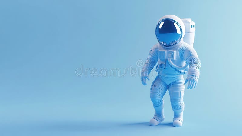 3D Render of an Abstract Blue Astronaut Figure Stock Illustration ...