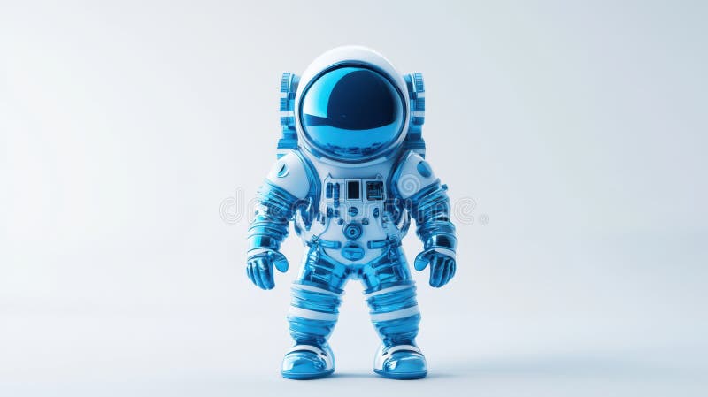 3D Render of an Abstract Blue Astronaut Figure Stock Illustration ...