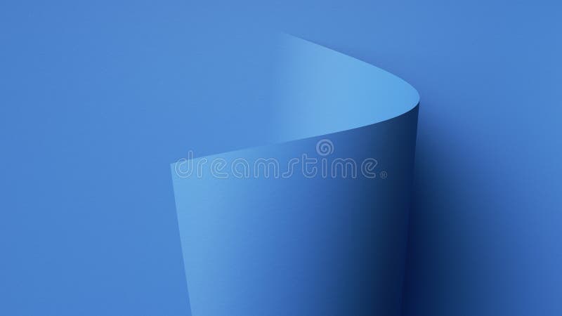 3d Render, Abstract Blue Background with Curly Paper Corner, Modern ...