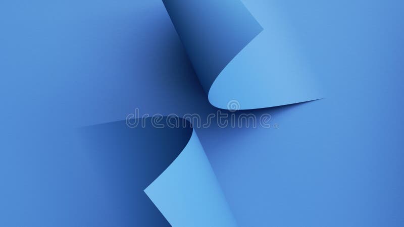 3d Render, Abstract Blue Background with Curly Paper Corners, Modern ...