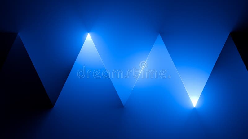 3d Render, Abstract Blue Background with Glowing Zigzag Lines ...